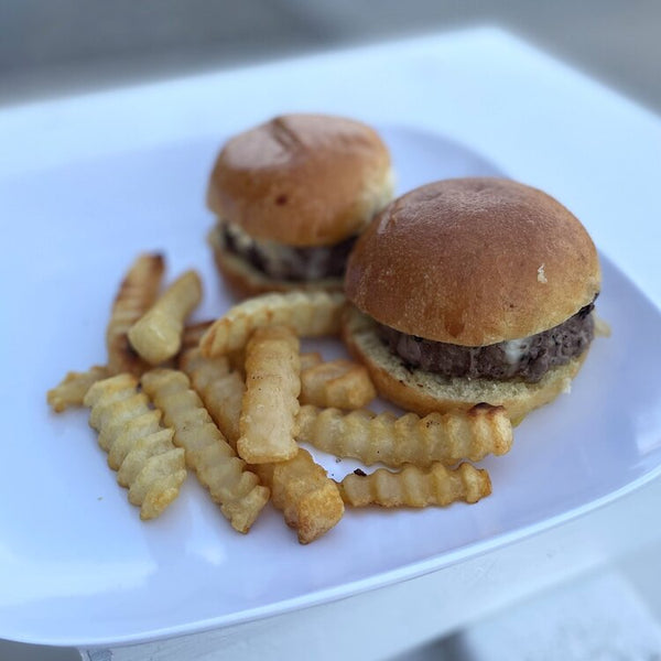 Mini Cheeseburger Sliders with Le Bus Rolls & Fries - HomeCooked